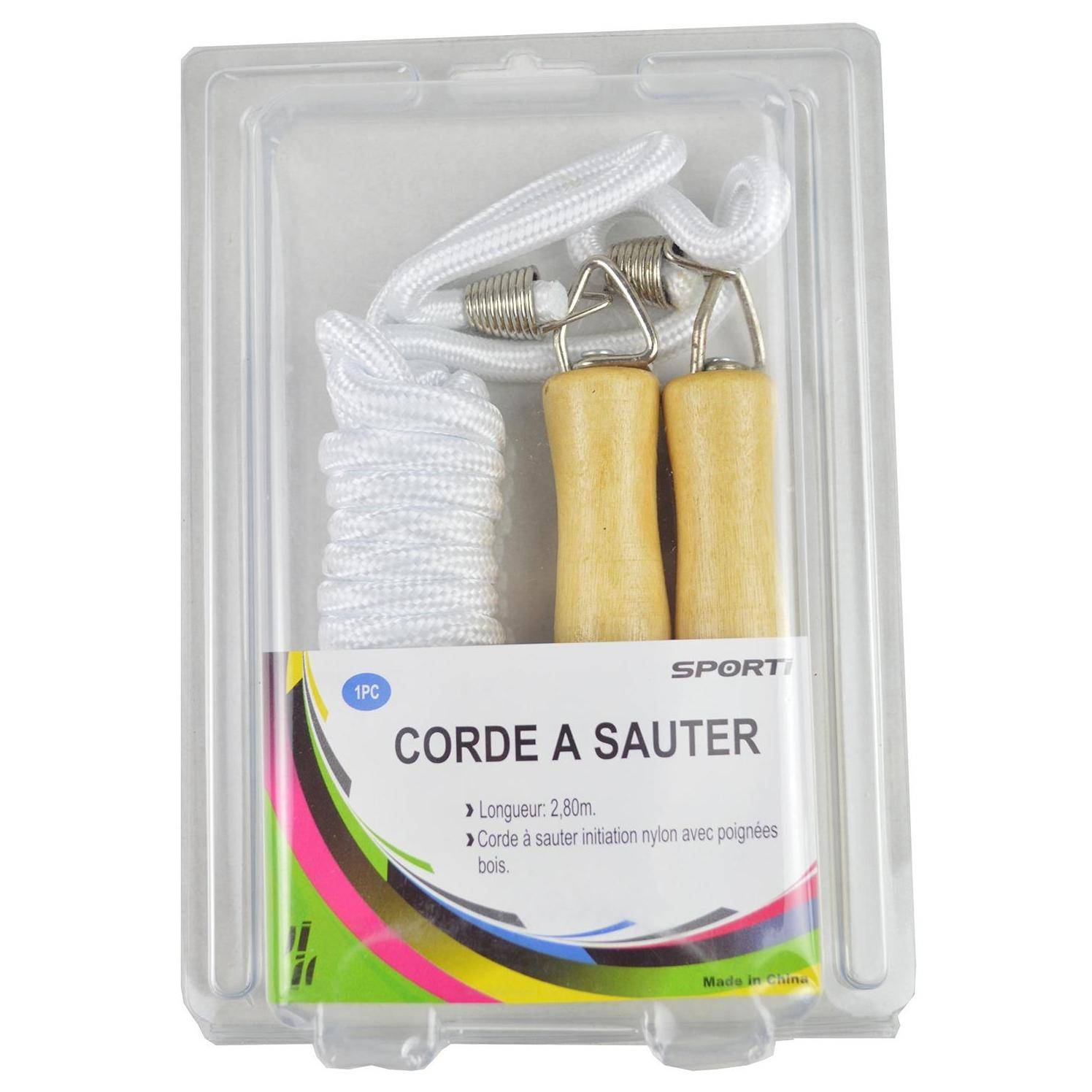 Corde à sauter poignées bois